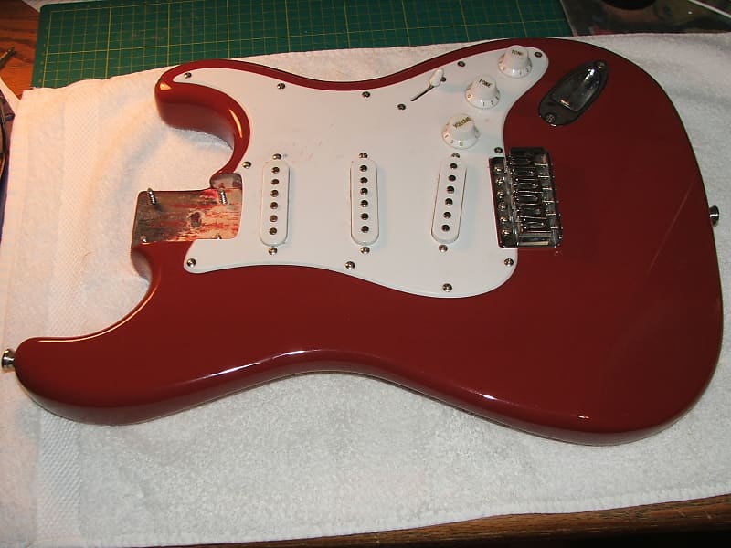 Loaded Maroon double cut strat style body.....good shape for | Reverb