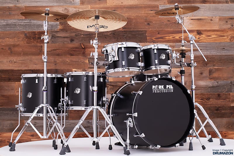 PORK PIE BLACK BELT 6 PIECE DRUM KIT, OAK SHELLS, FLAT | Reverb Canada