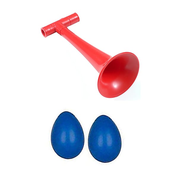 Red Kozoboo Acoustic Kazoo with Blue Egg Shakers | Reverb