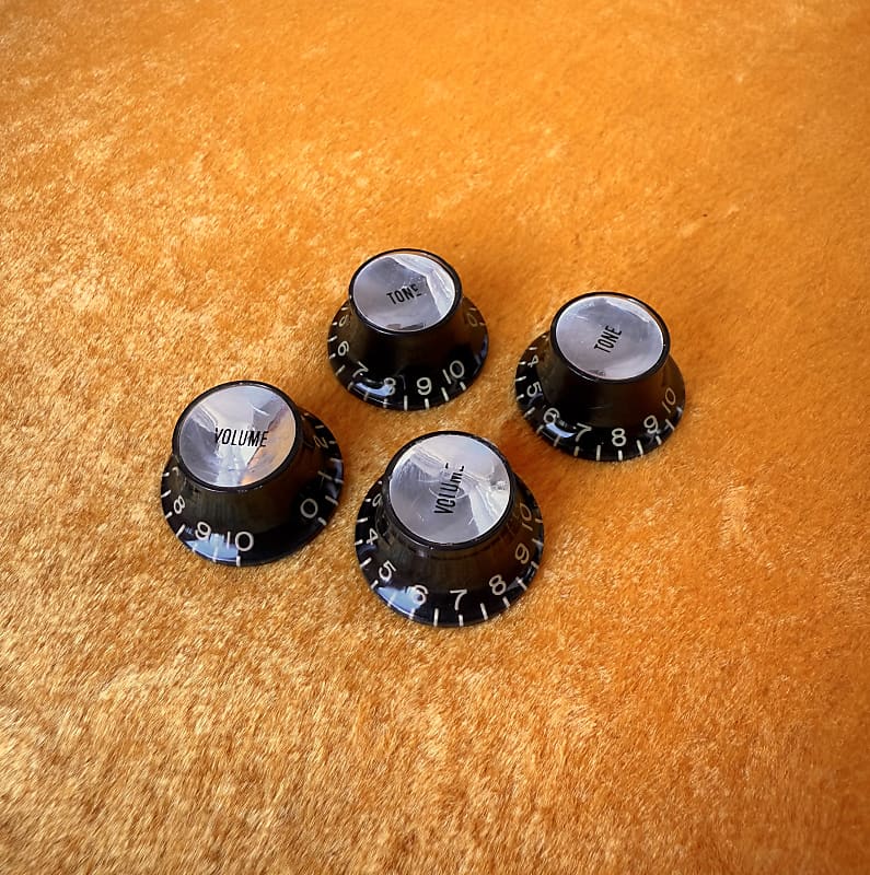 1960s Vintage Gibson Reflector knobs Black - Les Paul, | Reverb