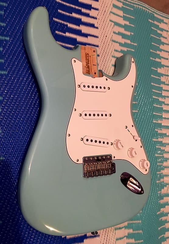 Stratocaster USA Fender AVRI parts loaded body Daphne Blue | Reverb