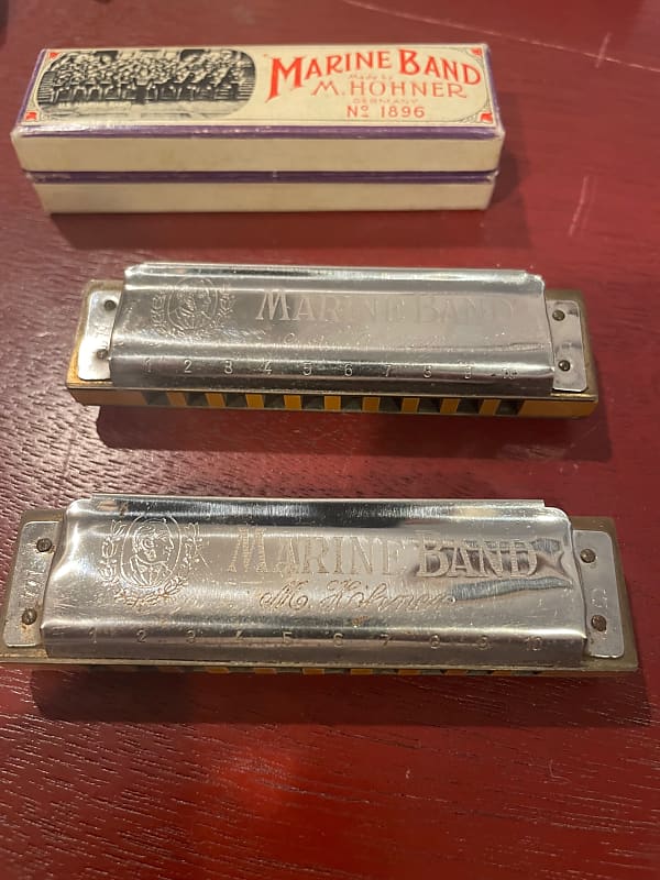 5 Harmonicas, 2 Hohner Harmonicas Marine Band 1896, 2 Blues | Reverb