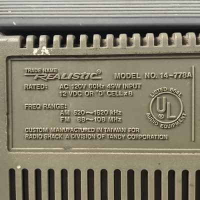 Vintage Realistic SCR-8 Boombox 14-778A For Parts Only Radio | Reverb