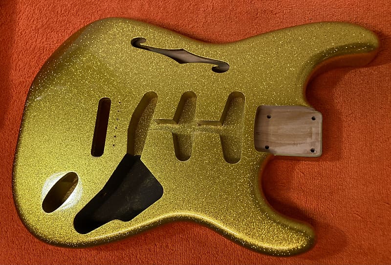 Strat Stratocaster Body Alder Thinline Hollow F Hole Gold | Reverb