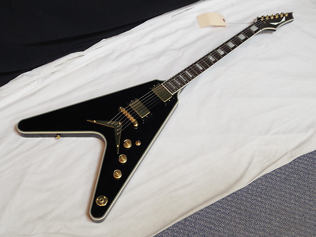 DEAN V Straight Six electric GUITAR in Classic Black & Gold | Reverb