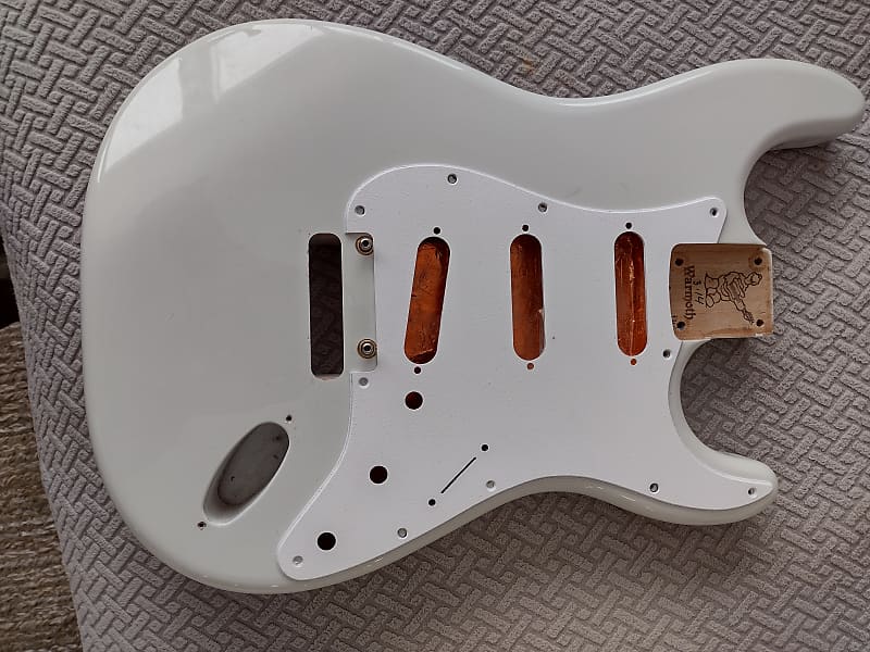 Warmoth Arctic White stratocaster body | Reverb