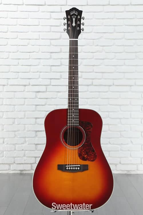 Guild D-140 Dreadnought Acoustic Guitar - Cherry Burst | Reverb