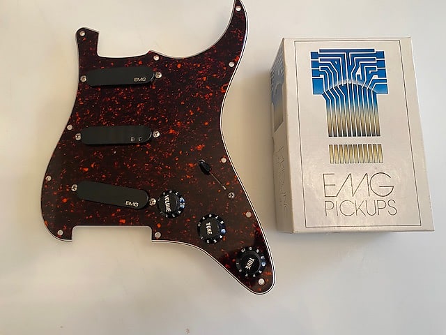 EMG SA Prewired Loaded Pickguard mid-90's - Black / Tortoise | Reverb