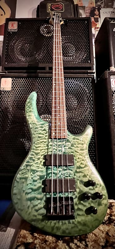 Dean Q4 Edge Quilted Maple 4-String Bass 2008 Teal Green | Reverb