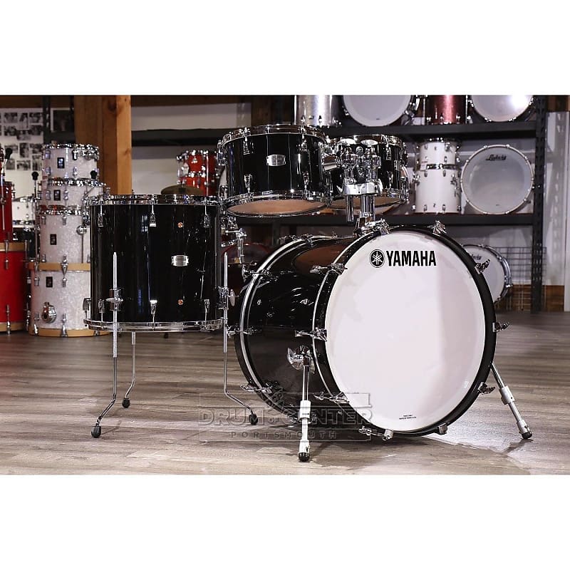 Yamaha Absolute Hybrid Maple 4pc Drum Set Solid Black | Reverb