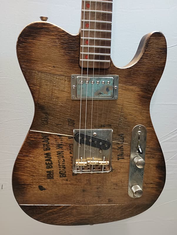 Custom made tele, from oak whiskey barrel, must see, great. | Reverb