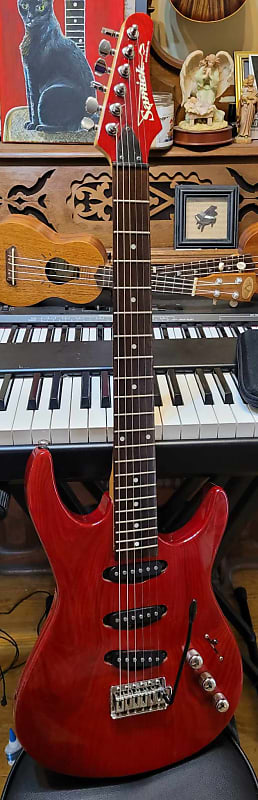 Samick Transparent Red Double Cutaway Strat Type Electric | Reverb