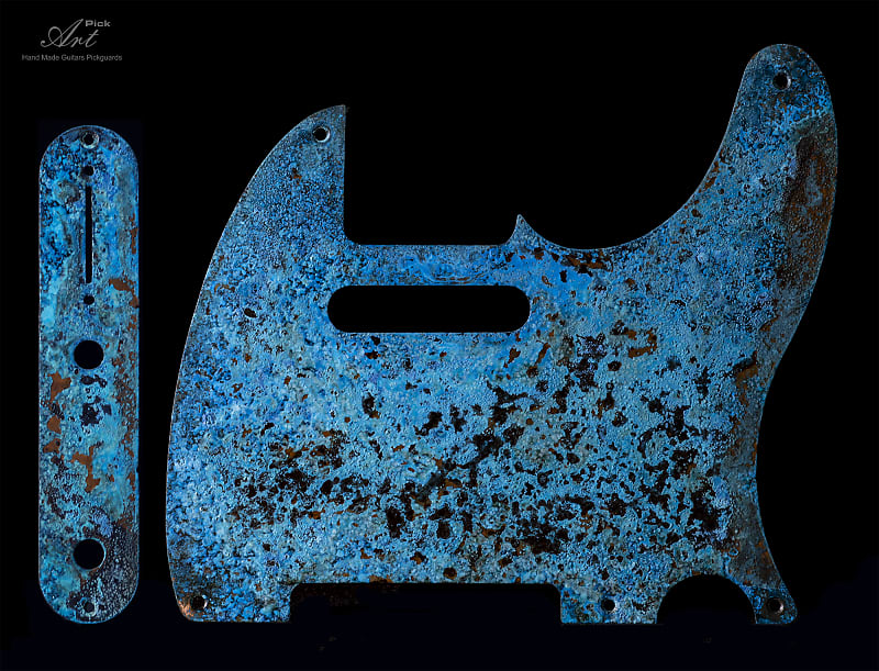 Telecaster Pickguard Copper Blue Teal Patina & Control Plate | Reverb