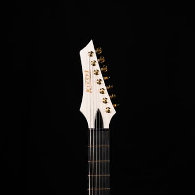 Kiesel Aries 7 Neck-Thru Pearl White Metallic with Gold | Reverb