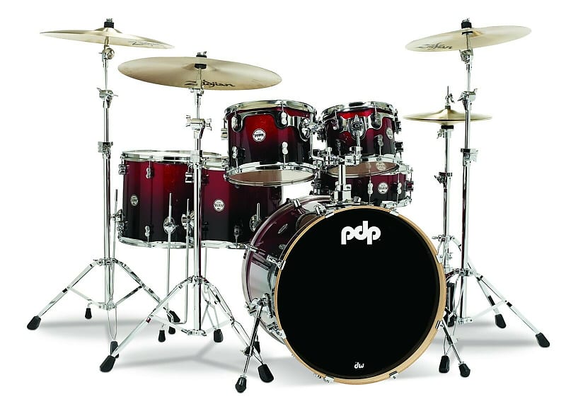 PDP Concept Maple Red to Black Fade Lacquer 6-Piece Kit | Reverb