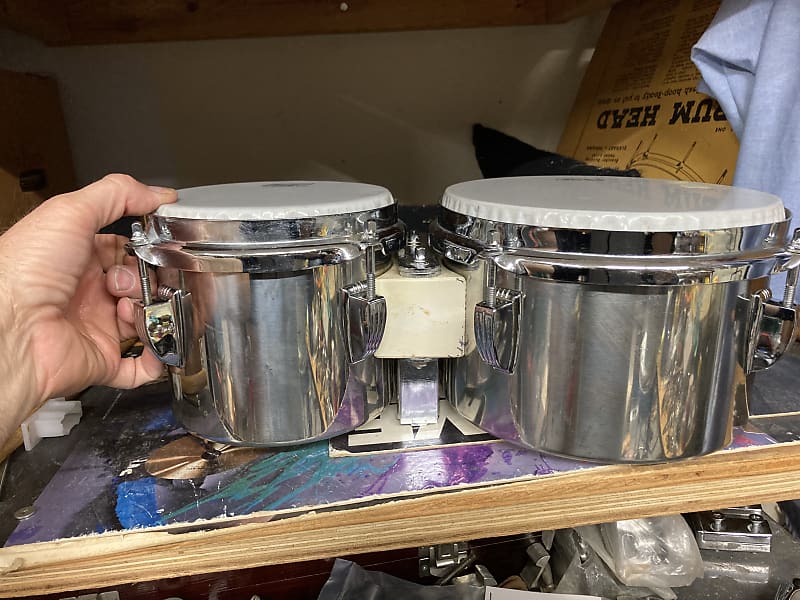 Ludwig 70's Era Stainless steel 6 & 8 bongo drums | Reverb