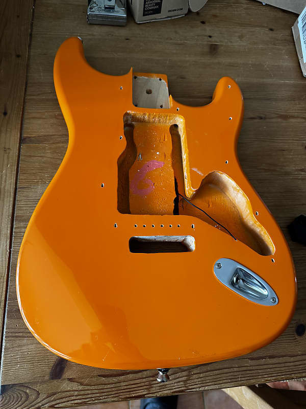 Orange Strat Style guitar body - Orange | Reverb UK