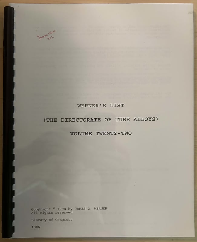 'Werner's List' - James Werner Fender Serial Number List | Reverb