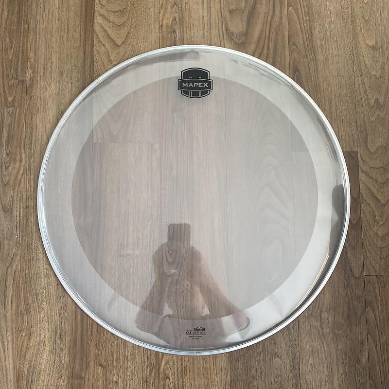 Mapex logo 22” Remo Brand clear batter bass drum head | Reverb