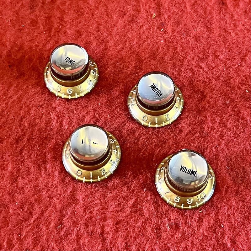 Gibson Reflector volume/ tone knob set 1960 - Gold original | Reverb