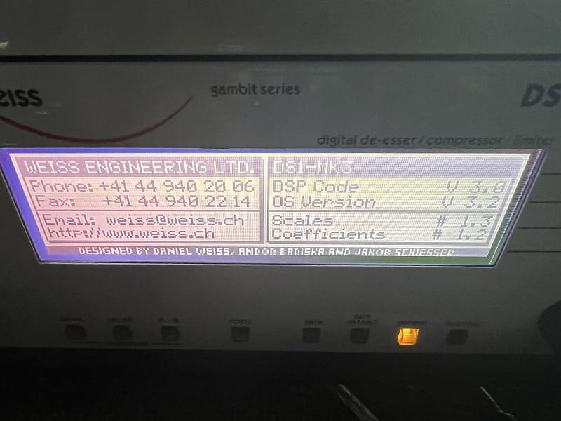 Weiss DS1 Mk3 De-esser Compressor Limiter | Reverb