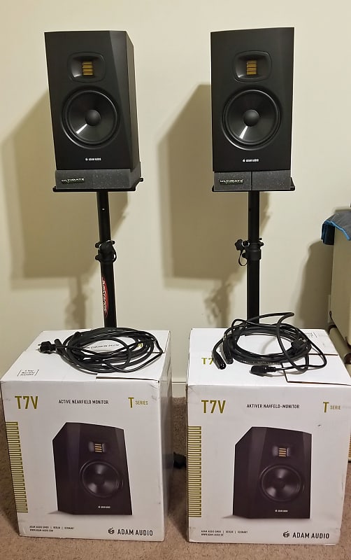 Adam T7V Monitors, Jamstands, Foam Bases, and Pig Hog XLR | Reverb