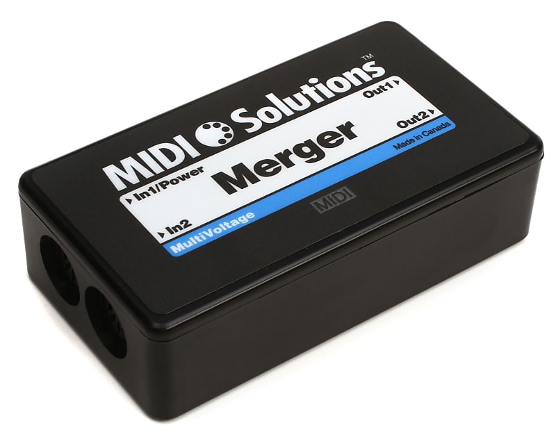 MIDI Solutions MultiVoltage Merger 2-in 2-out MIDI Merge Box | Reverb