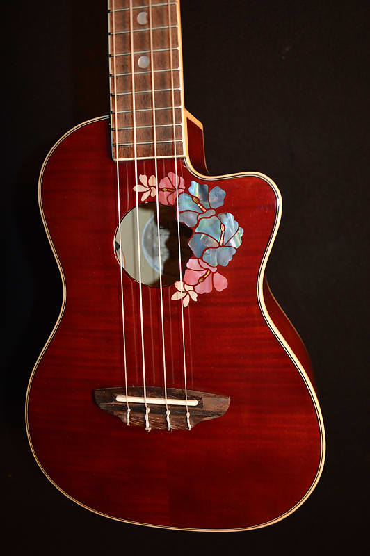 Luna Flora Flame Maple Acoustic Electric Ukulele w/Gig Bag - | Reverb
