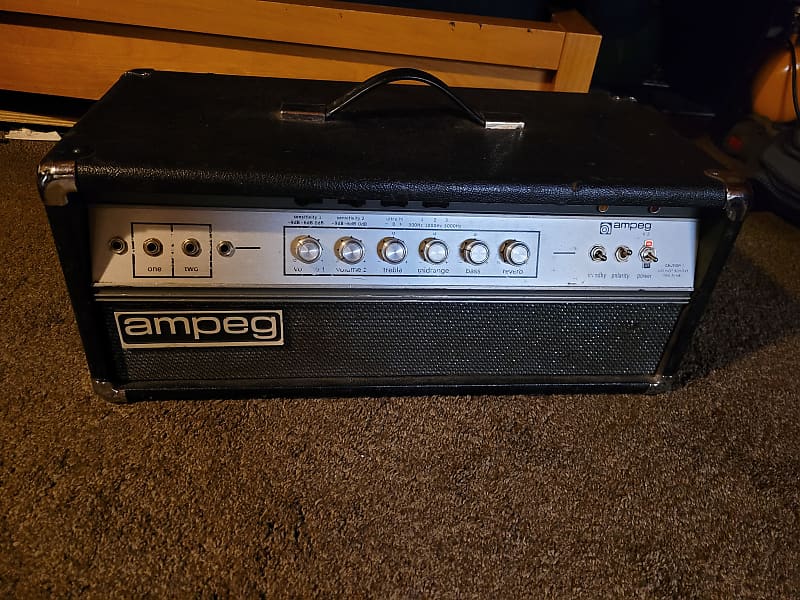 Ampeg V-2 head only Early 70's - Black / Silver / Blue / | Reverb