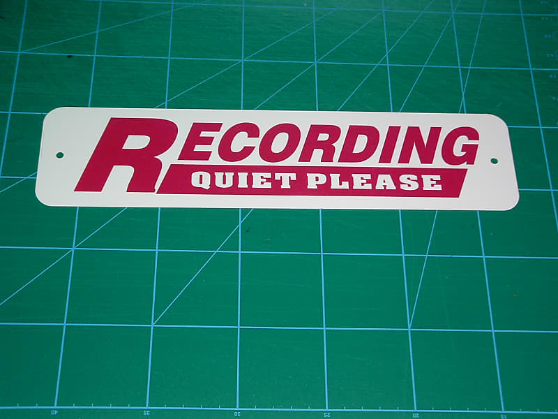 Recording...Quiet Please Metal wall sign...12"x3"... White | Reverb