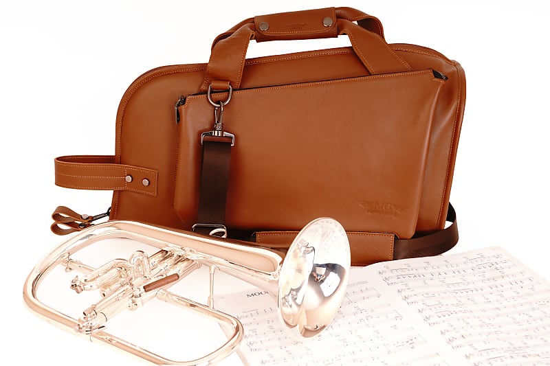 MG Leather Work Flugelhorn Bag Detroit Light Brown | Reverb
