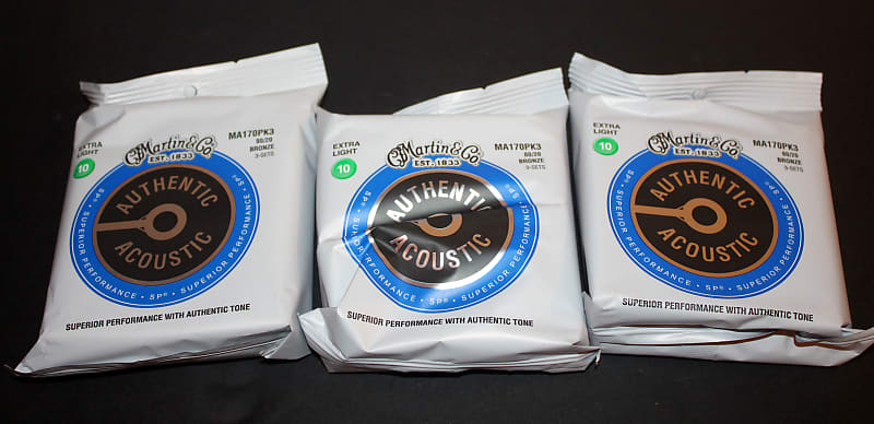 Nine (9) Sets Martin Extra Light 10-47 Bronze Acoustic Guitar | Reverb