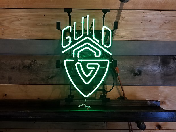 Guild Guitars Neon Advertisement Light Up Sign | Reverb