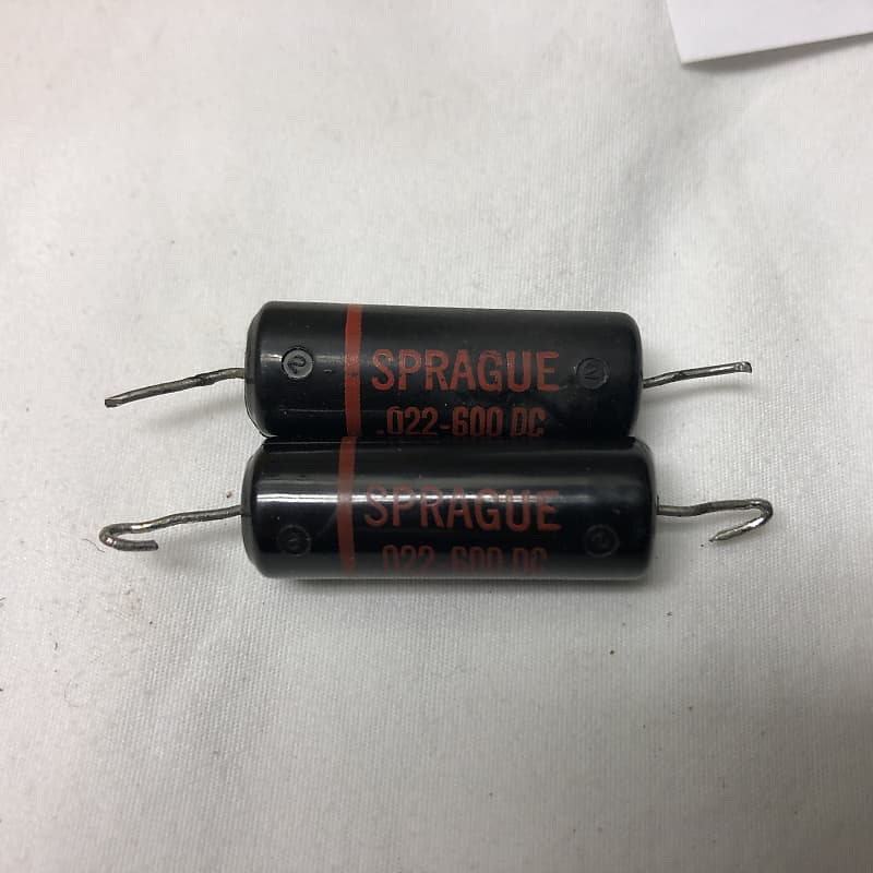 Sprague Black Beauty .022 600V 1960's PIO tone caps, pair | Reverb