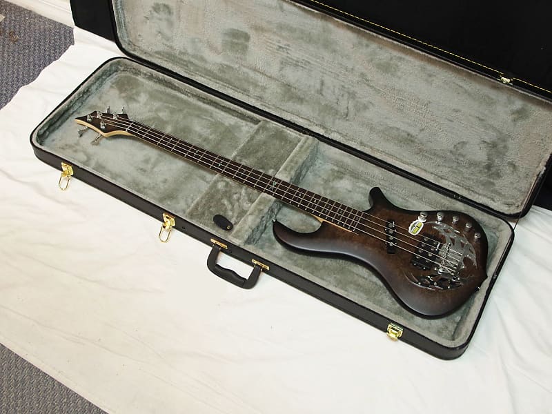 TRABEN Array Attack 4-string BASS guitar Black Burl w/ CASE - | Reverb