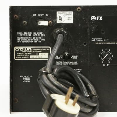 Crown Com-Tech 1600 Stereo Power Supply Amplifier 800w 4 ohm | Reverb