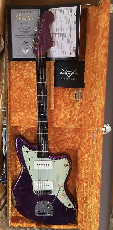 Fender Custom Shop Jazzmaster Relic 2022 Magenta Sparkle-Ron | Reverb