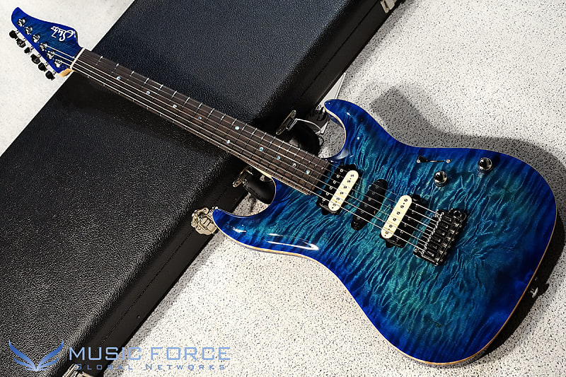 Suhr Custom Standard Carve Top HSH QMT - Aqua Blue Burst | Reverb