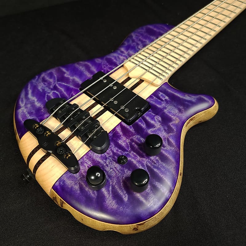 Mayones Cali 4 String Purple Quilt Top Mini Bass with | Reverb