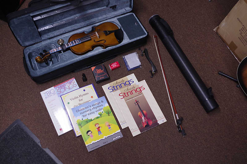 Musino VN4044 4/4 Violin with case, books, tuner, bow, | Reverb