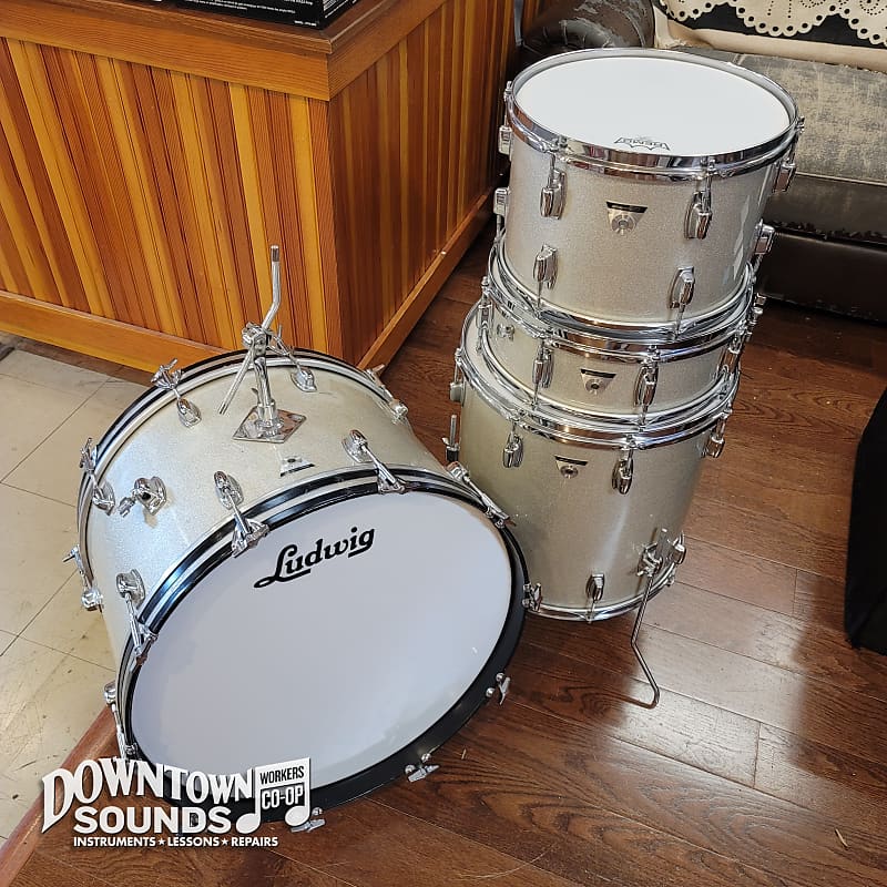 Early 70s Ludwig Standard Series 4-Piece Shell Pack - Silver | Reverb