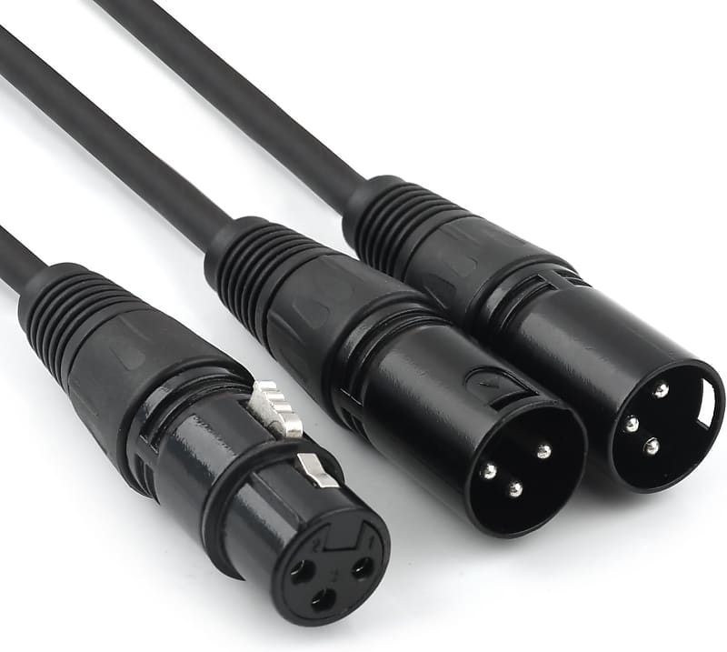 XLR Splitter Cable, 3 Pin XLR Female to Dual XLR Male Patch Y | Reverb
