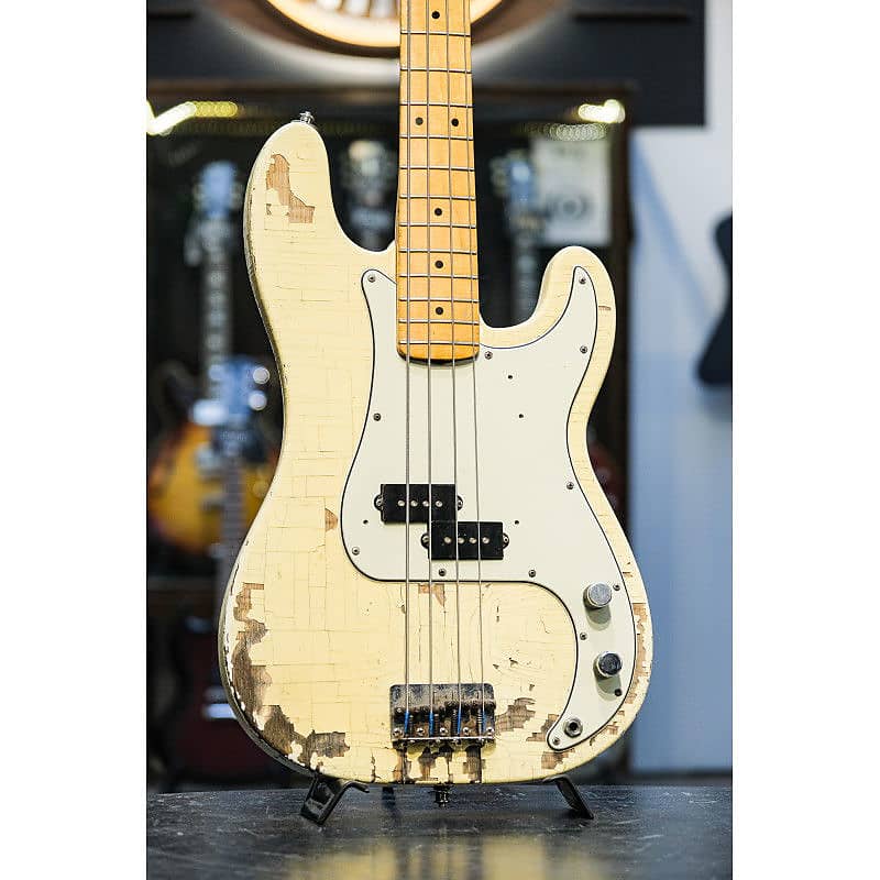 1966 Fender Slab Body Precision Bass Refin White Reverb