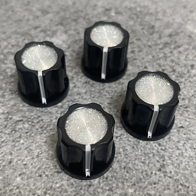 4x Resin Glitter Top Black Guitar Pedal Fluted Control Knob | Reverb