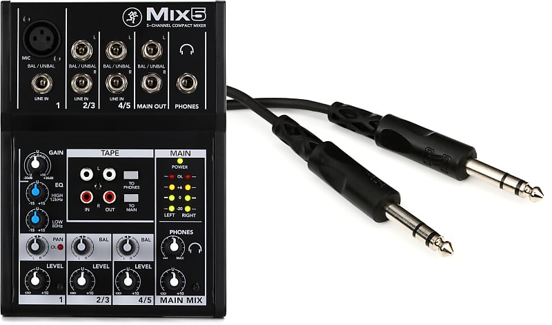 Mackie Mix5 5-channel Compact Mixer Bundle with Hosa CSS-105 | Reverb