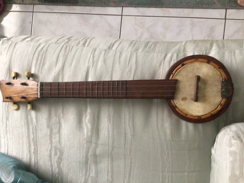 Handmade banjolett 4 string mini banjo 1970s - Natural wood | Reverb