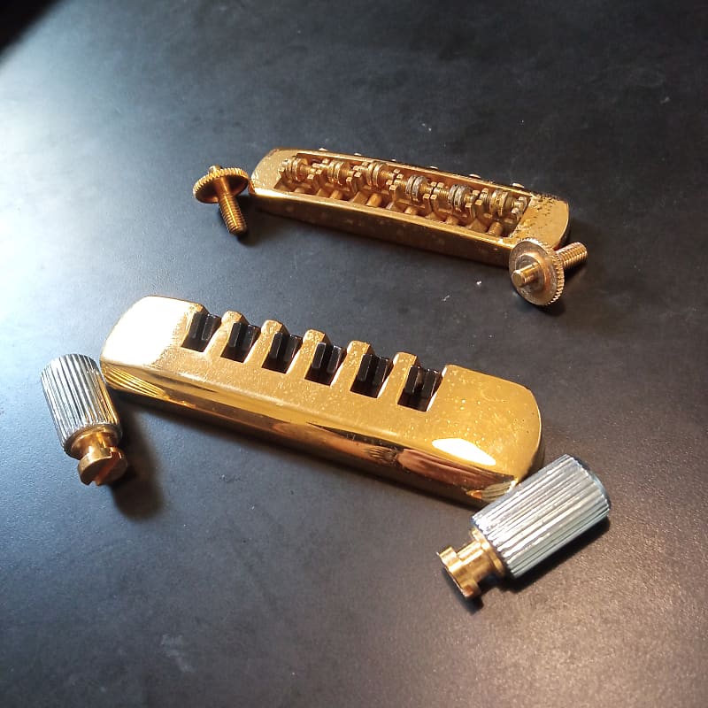 Schaller STM Roller Bridge and Tailpiece Set - Gold | Reverb Canada