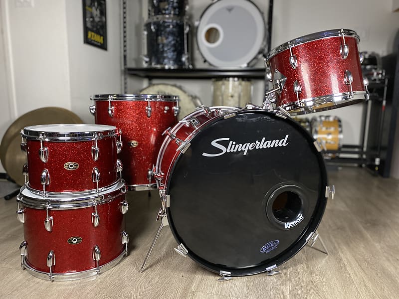 Slingerland 1960s Drum Kit 12/13/14/16/22 Red Sparkle | Reverb