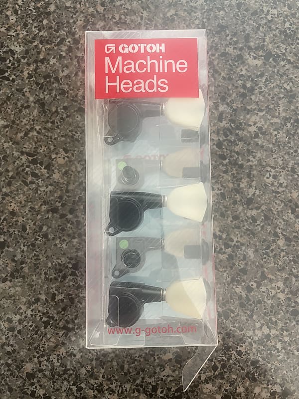 Gotoh SG-381 MG Magnum Locking tuners 3+3 - Black with white | Reverb