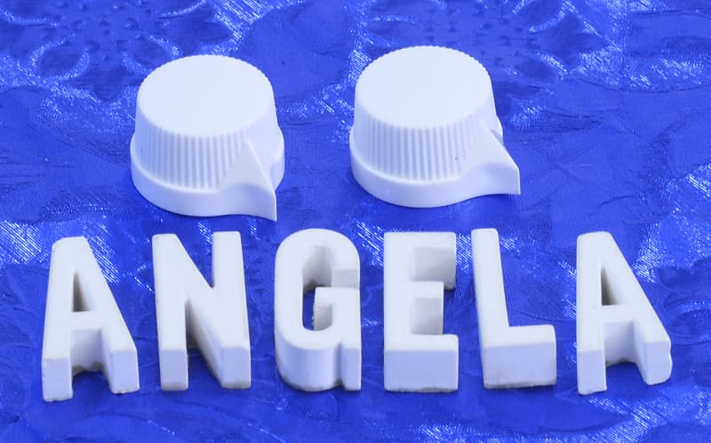 Two White Pointer Set Screw Knobs For Amps, Effects, Studio | Reverb